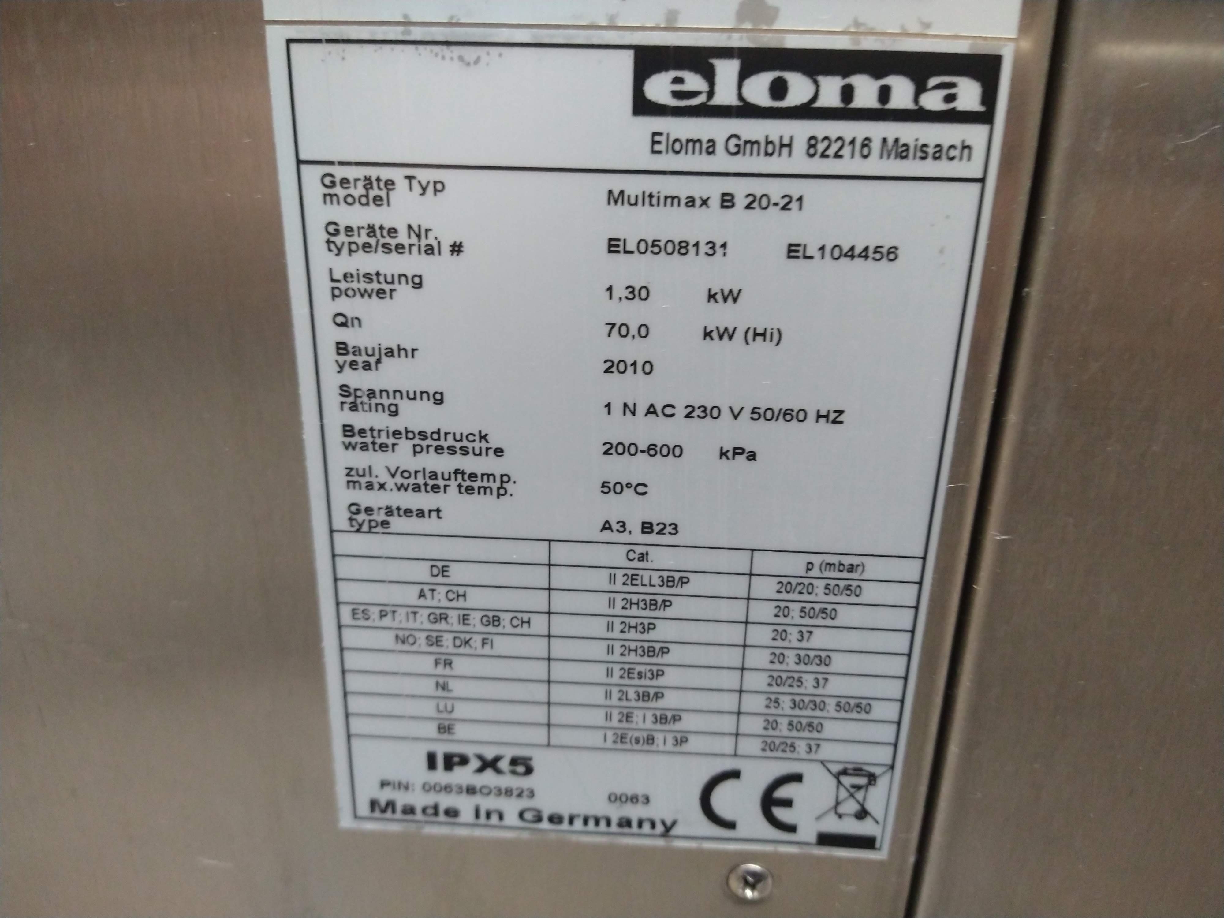 Combisteamer Eloma Multimax 20-21 second hand for sale used 2nd hand ...